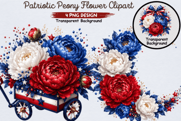 Patriotic Flower Garden Clipart PNG, Red Graphic by Craftoria ...