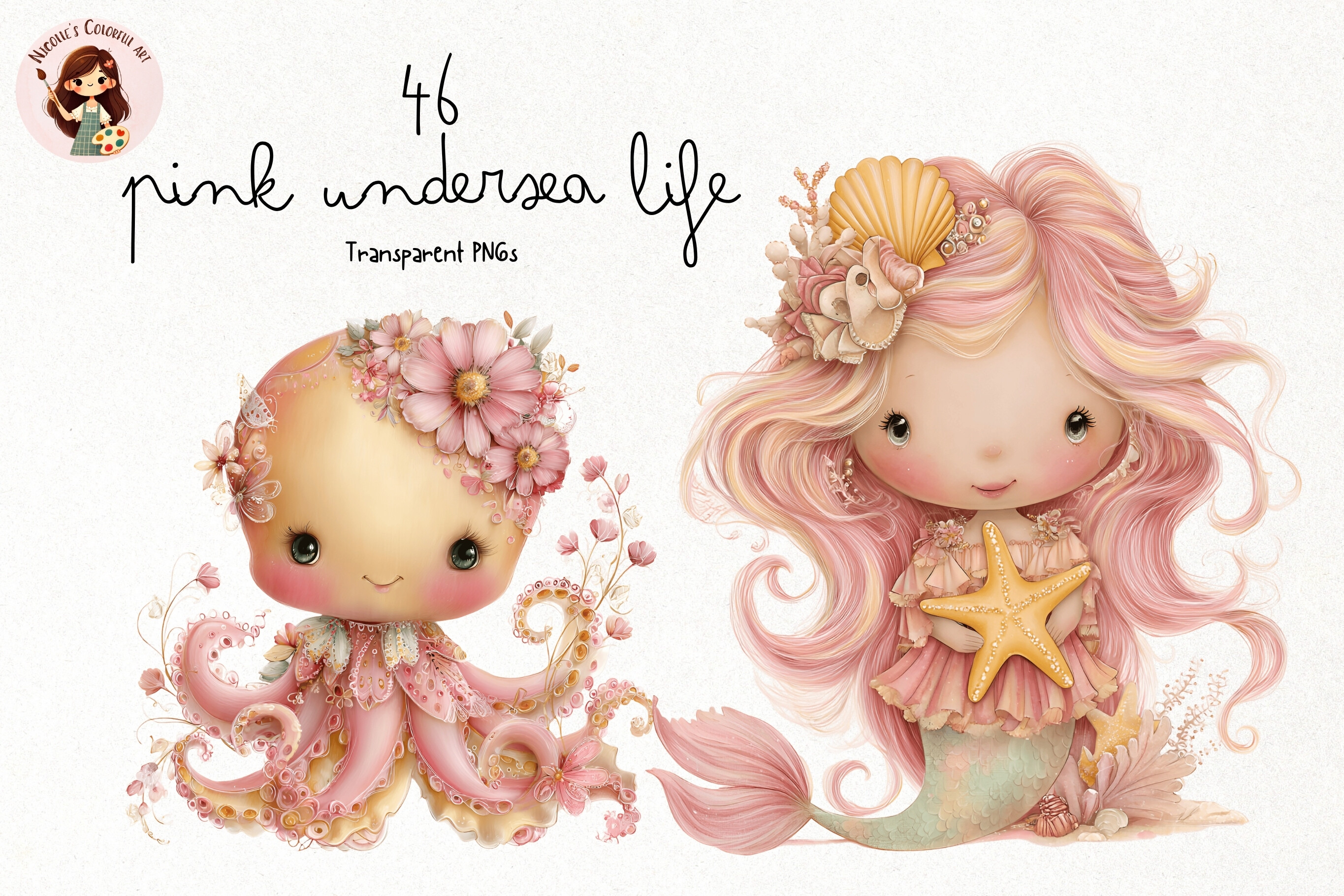 Pink Undersea Life PNG Clipart Graphic by Nicolle's Colorful Art ...