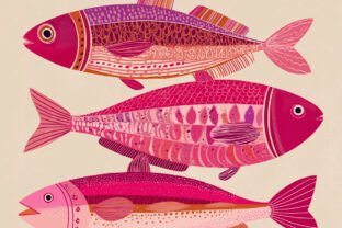 Pink Watercolor Sardines Art Print Graphic by Sprout Mockups · Creative ...