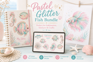 Preppy Glitter Fish Clipart PNG Bundle Graphic by Hassas Arts ...