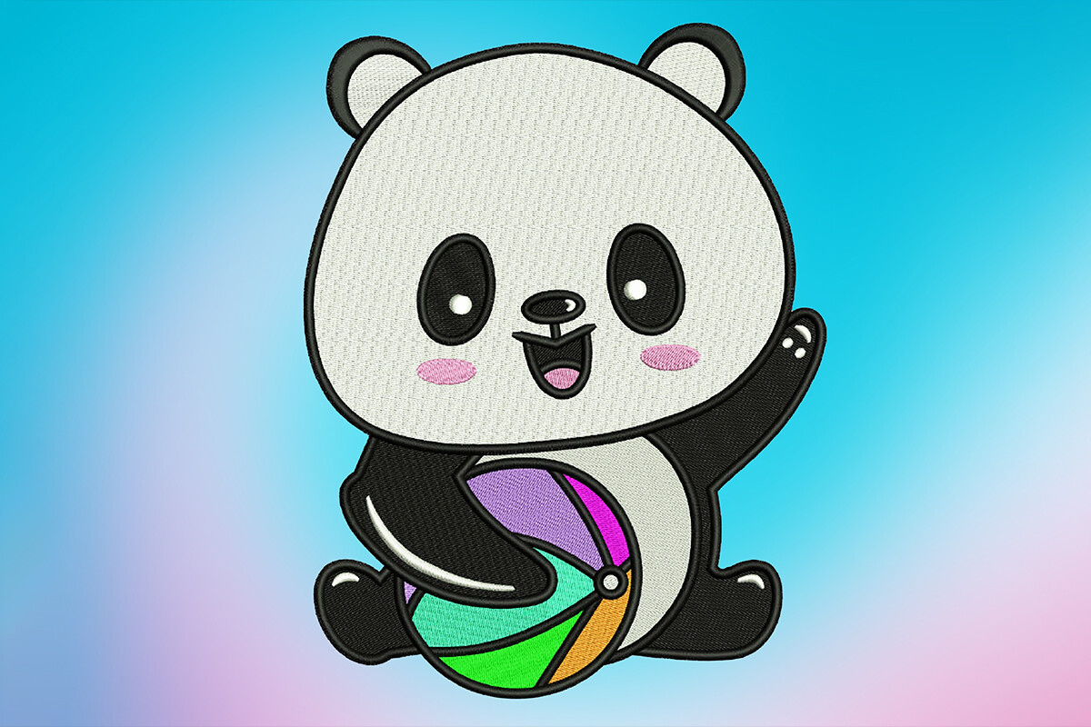 Rainbow Ball Panda Embroidery Design · Creative Fabrica