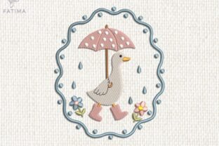 Rainy Day Goose Embroidery Design · Creative Fabrica