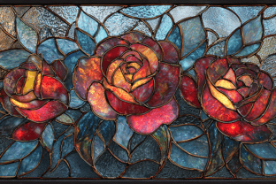Red Rose Stained Glass Graphic by TheDesignerDesigne · Creative Fabrica