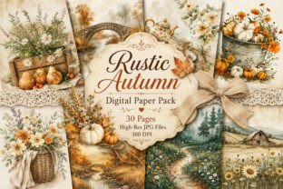 Rustic Farmhouse Autumn Digital Paper Graphic by Attractions Artist ...