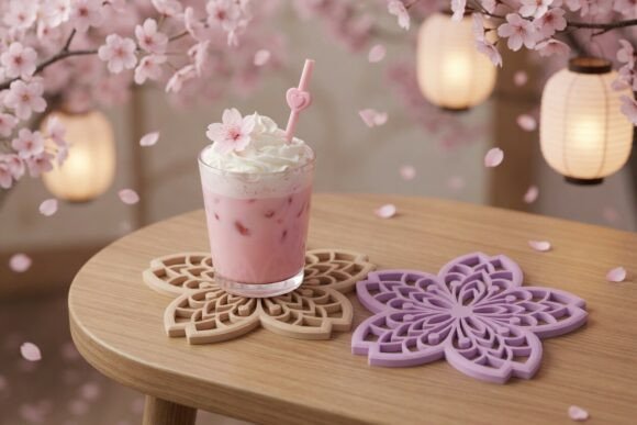 Sakura Mandala Coaster, 3D Print STL · Creative Fabrica
