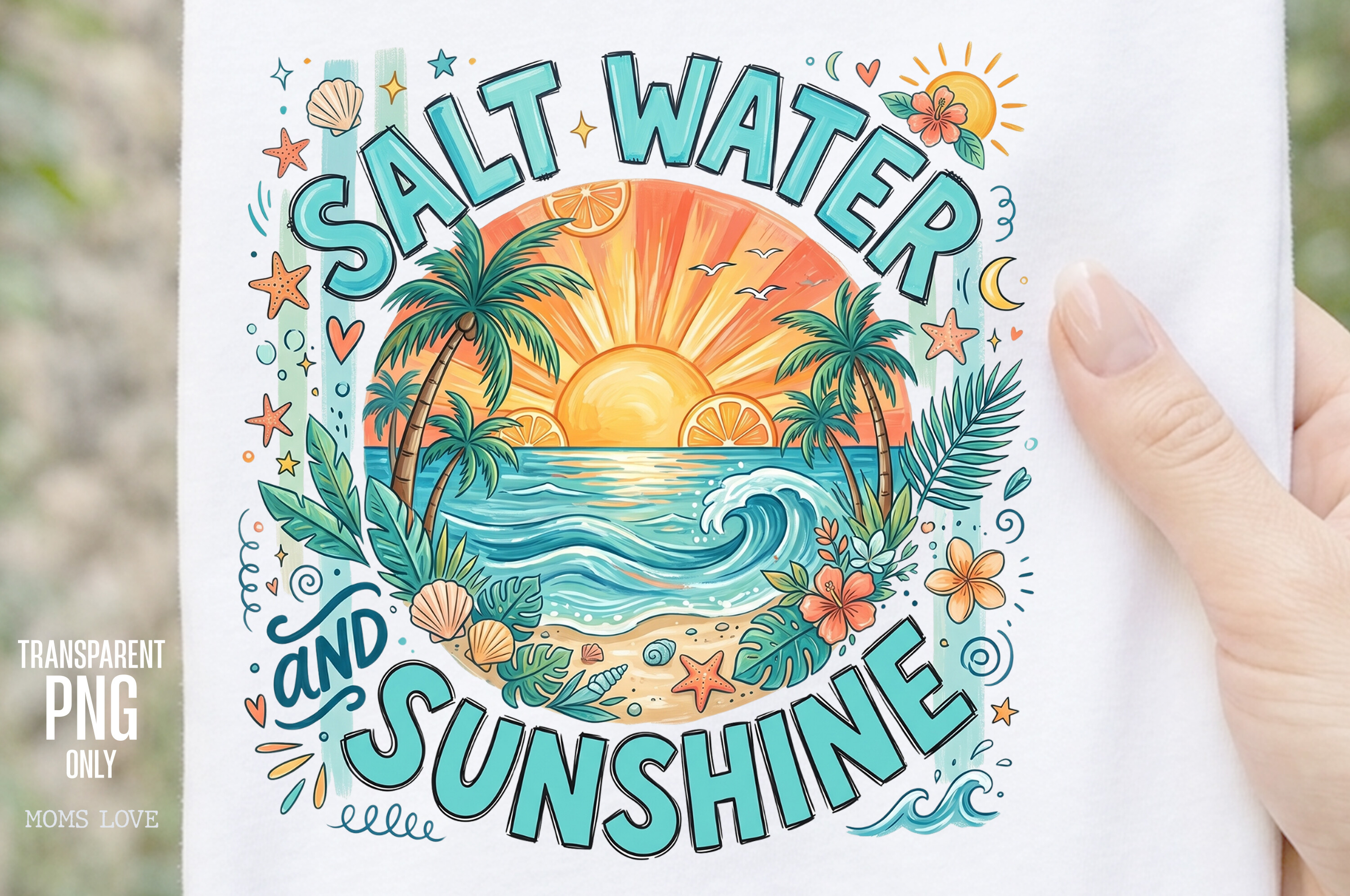 Salt Water and Sunshine Beach PNG Graphic by Moms Love · Creative Fabrica