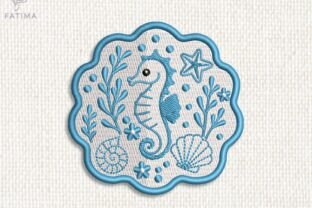 Seahorse Coastal Patch Embroidery Design · Creative Fabrica