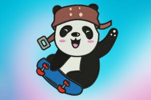 Skater Adventure Panda Embroidery Design · Creative Fabrica