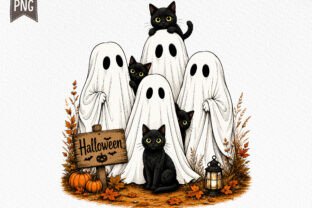 Spooky Ghost Family Cat Halloween PNG Graphic by SR Design · Creative ...