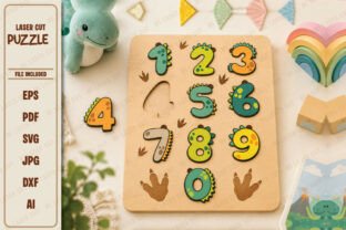 Toddler Dino Number Puzzle Laser Cut SVG · Creative Fabrica