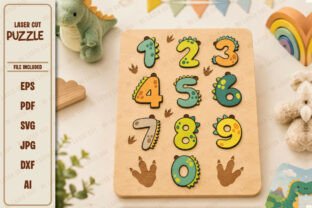 Toddler Dino Number Puzzle Laser Cut SVG · Creative Fabrica