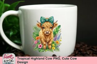 Tropical Highland Cow PNG, Cute Cow Design Graphic by art and create ...