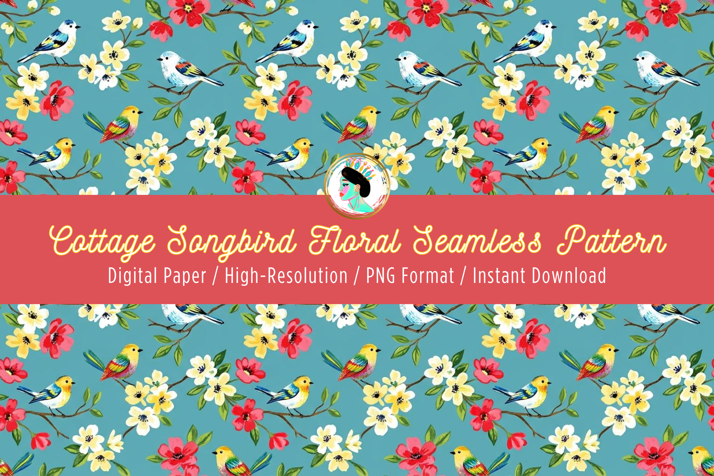 Vintage Bird Floral Seamless Pattern PNG Graphic by Marrie Pauza ...