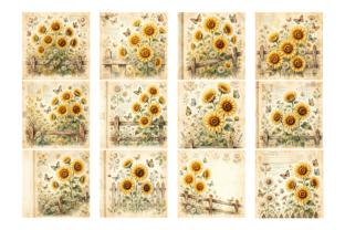 Vintage Sunflowers Junk Journal Papers Graphic by Finiolla Design ...
