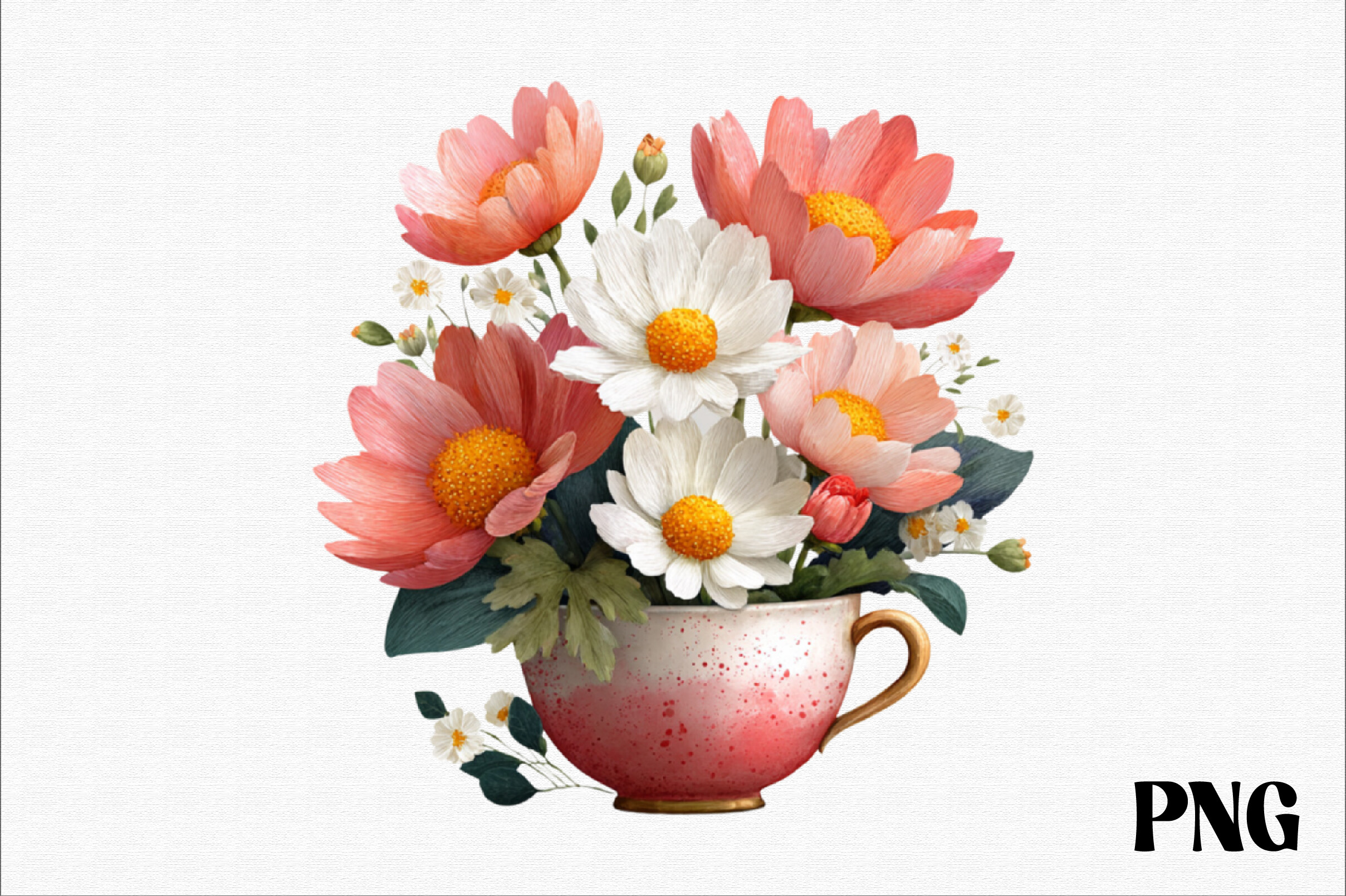 Whimsical Floral Teacup Clipart Graphic by Sublimation Design ...