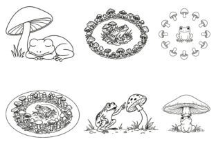 Whimsical Frog Mushroom Coloring Pages Graphic by DESIGN POWER ...