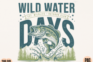 Wild Water Days PNG Design, Bass Fishing Graphic by Craftcity ...