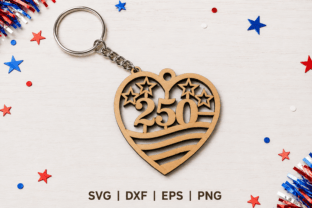 4th of July Keychain Laser Cut File · Creative Fabrica