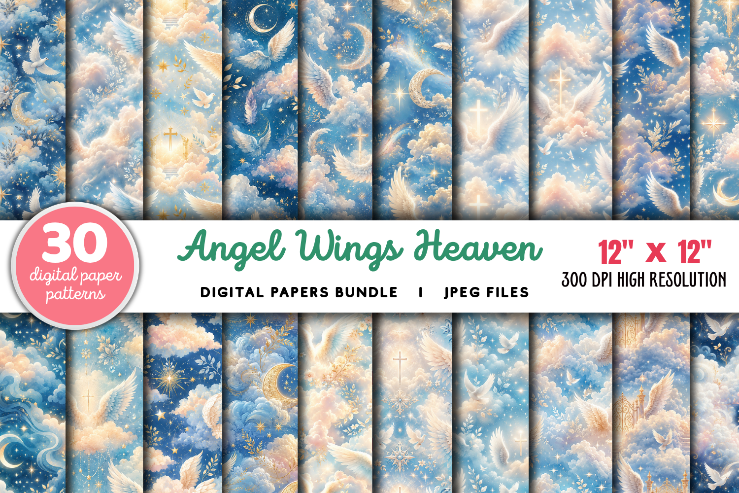 Angel Wings Heaven Clouds Stair Memorial Graphic by Styled Stock Mock ...