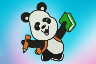 Back to School Panda Embroidery Design · Creative Fabrica