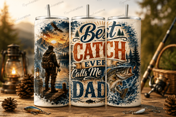 Best Catch Ever Calls Me Dad Tumbler Graphic by Regulrcrative ...