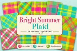 Bright Summer Plaid Digital Patterns Graphic by T.D. House · Creative ...