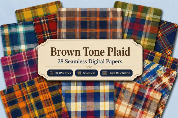Brown Tone Plaid Digital Bundle Graphic by T.D. House · Creative Fabrica