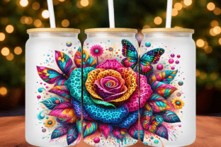 Butterfly Rose 16oz Tumbler Wrap PNG Graphic by shimuakter0786 ...