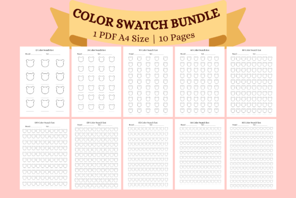 COLOR SWATCH TEST SHEETS PNG PDF 10 PAGE Graphic by Vachira Digital ...