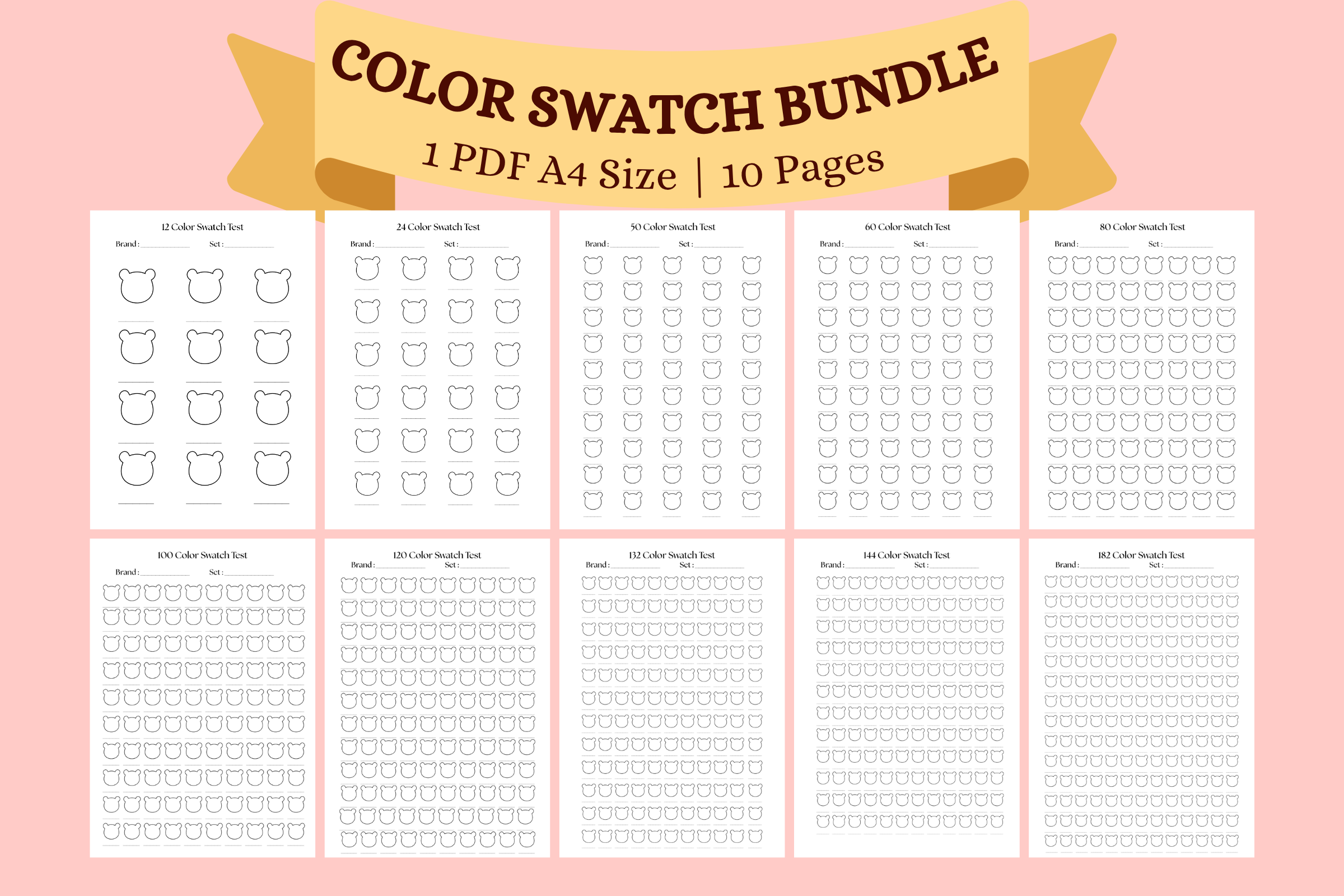 COLOR SWATCH TEST SHEETS PNG PDF 10 PAGE Graphic by Vachira Digital ...