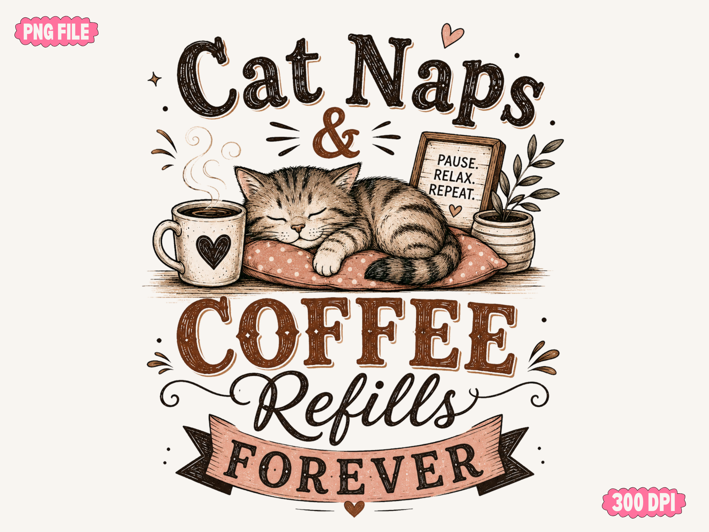 Cat Nap Coffee PNG, Graphic by Craft Palette · Creative Fabrica