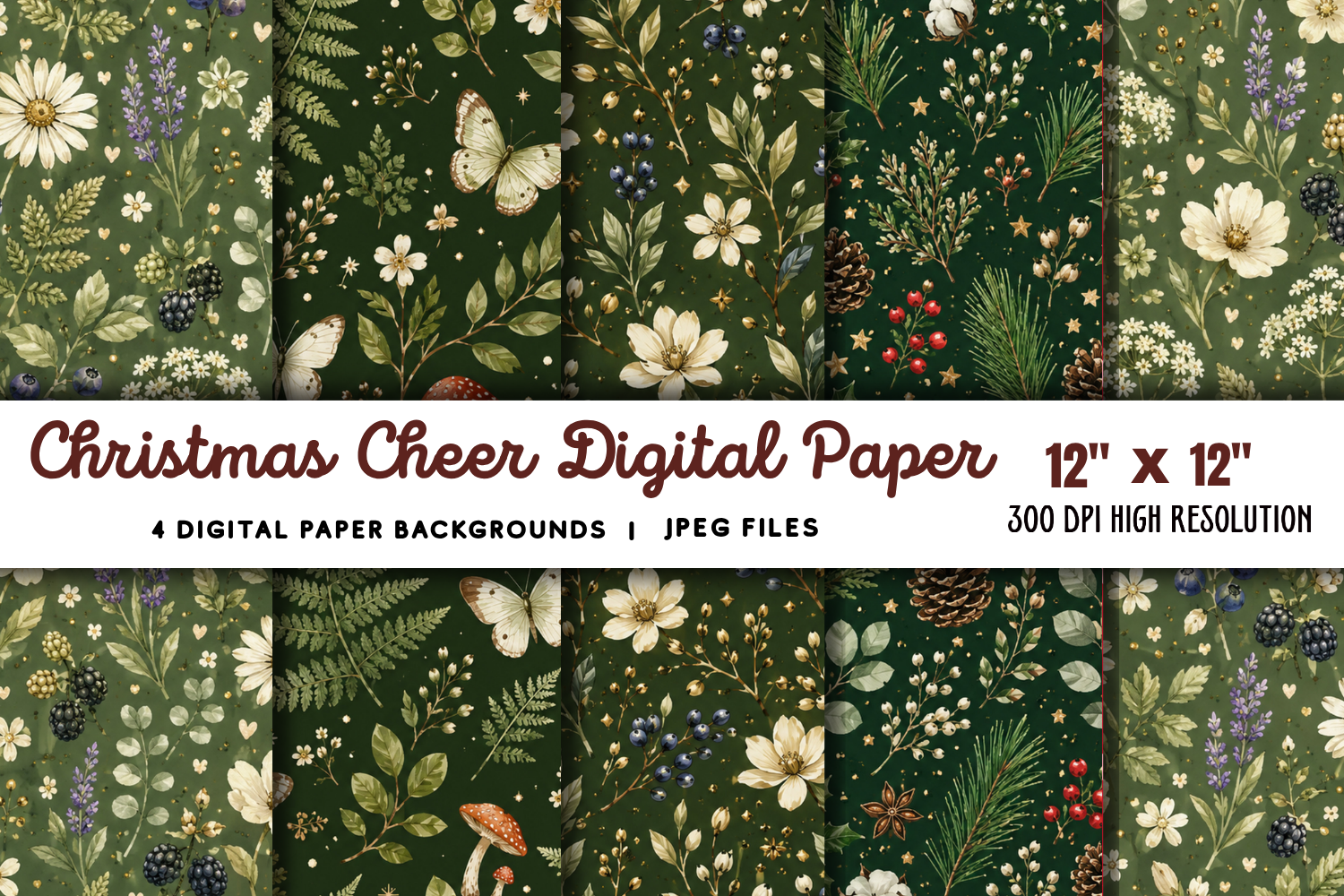 Christmas Digital Paper Background Graphic by Styled Stock Mock ...