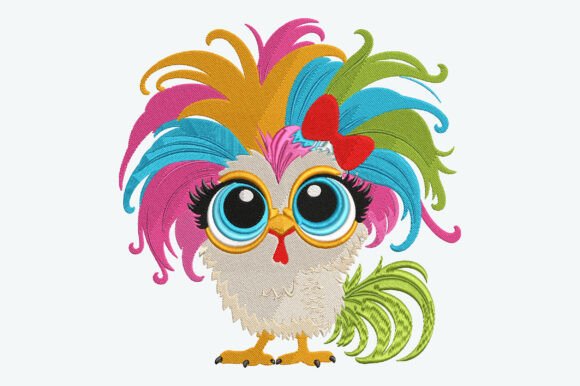 Crazy Chicken Embroidery Design · Creative Fabrica