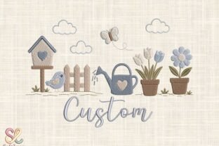 Custom Garden Scene Embroidery Design · Creative Fabrica