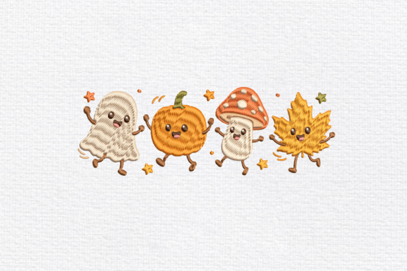 Cute Autumn Friends Embroidery Design · Creative Fabrica
