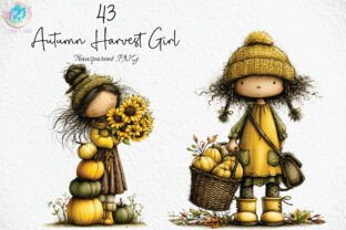 Cute Autumn Harvest Girl PNG Clipart Graphic by Craft Art · Creative ...