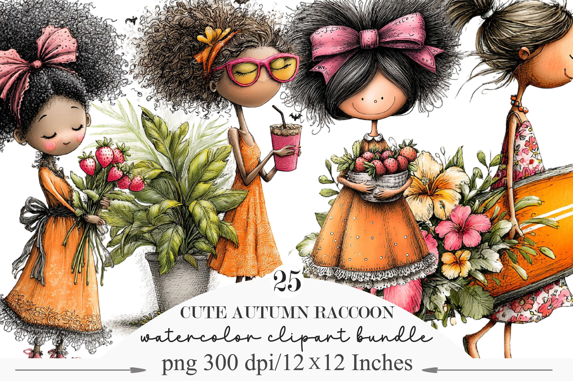 Cute Autumn Raccoon Whimsical Clipart Graphic by designking · Creative ...