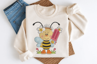 Cute Bee with Popsicle Embroidery Design · Creative Fabrica