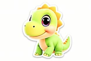 Cute Kawaii Dinosaur Sticker PNG Graphic by MyPatterns · Creative Fabrica
