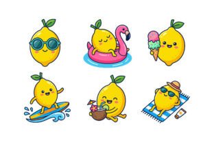 Cute Summer Lemon Characters Set Graphic by Letterlite Studio ...
