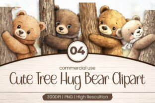Cute Tree Hug Bear Clipart PNG Graphic by Artify Hub Studio · Creative ...