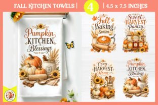 Fall Kitchen Towel Vintage Pumpkin Graphic by KsenyaArt · Creative Fabrica