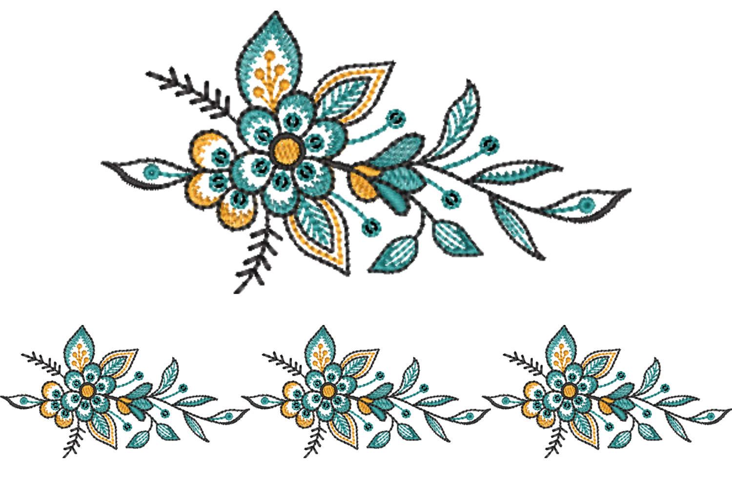 Floral Border Embroidery Design · Creative Fabrica