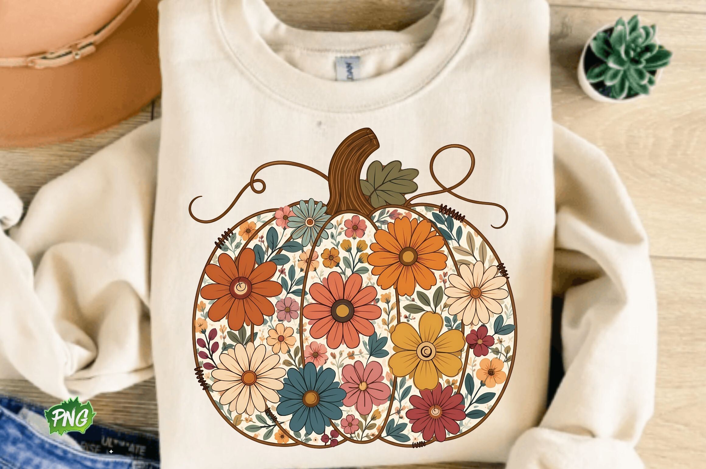 Floral Pumpkin Png,Boho Fall Pumpkin Png Graphic by OrinDesign ...
