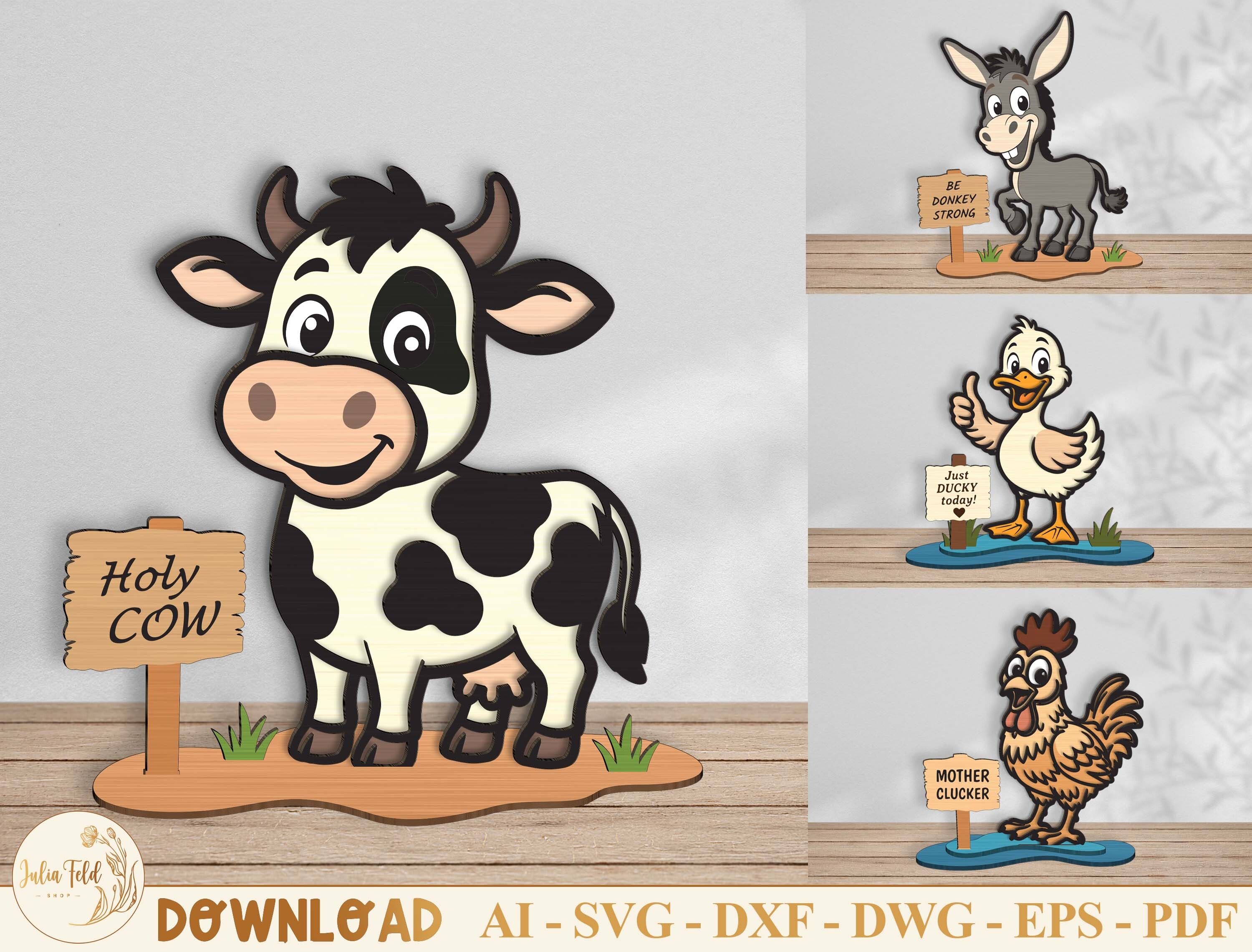 Funny Animal Shelf Sitter SVG Bundle · Creative Fabrica