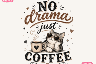 Funny Cat Coffee PNG, Coffee Cat Humor Graphic by Craft Palette ...