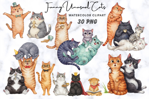 Funny Unusual Cats Clipart Png Graphic by millerleslies26 · Creative ...
