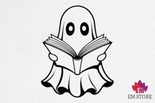 Ghost Reading Books SVG Bundle Halloween Graphic by EM STORE · Creative ...