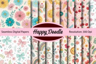 Happy Doodle Seamless Digital Paper Graphic by Colourful · Creative Fabrica