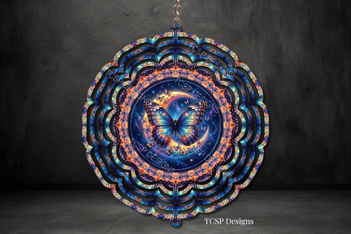 Lunar Butterfly Wind Spinner Graphic by TCSP Designs · Creative Fabrica
